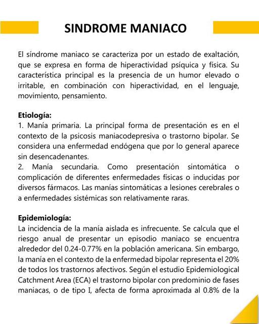 Sindrome maniaco - Psiquiatría | Diego Israel Tipan, MD. - Apuntes ...