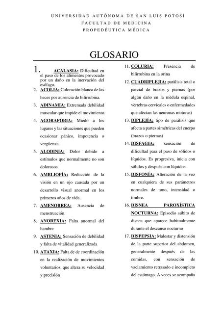 Glosario propedéutica | uDocz