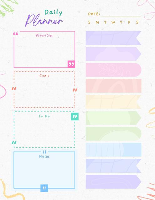 Colorful Pastel Cute Daily Planner