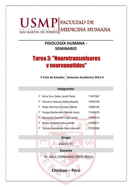 Neurotransmisores y Neuropeptidos | Tiroxina Med | uDocz