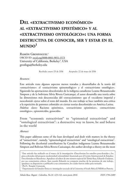 Extractivismo epistémico | alfredo manobanda | uDocz
