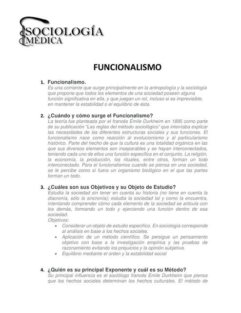 Funcionalismo en Medicina | DoDoctor | uDocz