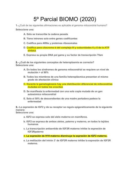 Parcial Biología molecular | uDocz