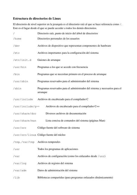 Estructura de directorios de Linux | MARYURI LISBETH | uDocz