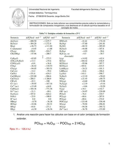 Problemas de Termoquímica | Study Ingenieros | uDocz