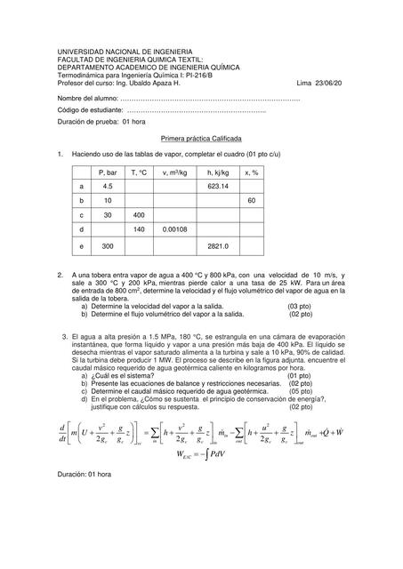 1PC 1 Primera Práctica Calificada | Study Ingenieros | uDocz