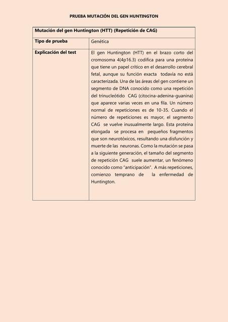 PRUEBA MUTACIÓN DEL GEN HUNTINGTON - Laboratorio | Diego Israel Tipan ...
