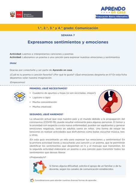 Expresamos sentimientos y emociones | Unidocs | uDocz