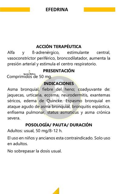 EFEDRINA - Farmacología | Diego Israel Tipan, MD. - Apuntes Médicos | uDocz