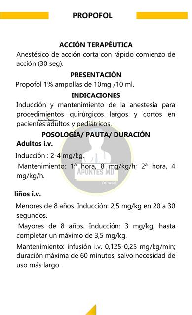 PROPOFOL - Farmacología | Diego Israel Tipan, MD. - Apuntes Médicos | uDocz