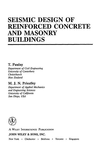 Paulay T Seismic Design of Reinforced Concrete and Mansory Buildings 1st ed