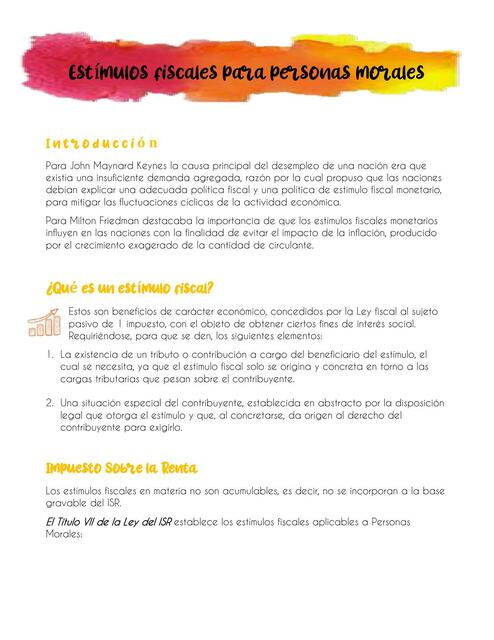 Estímulos Fiscales para Personas Morales | Shirley Rodríguez | uDocz