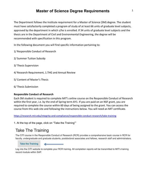 Master of Science Degree Requirements | Alexander Mejia | uDocz