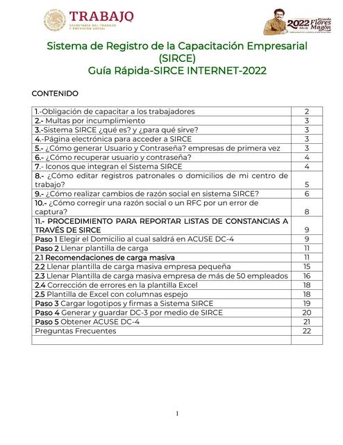 Sistema de Registro de la Capacitación Empresarial (SIRCE) | Diana ...