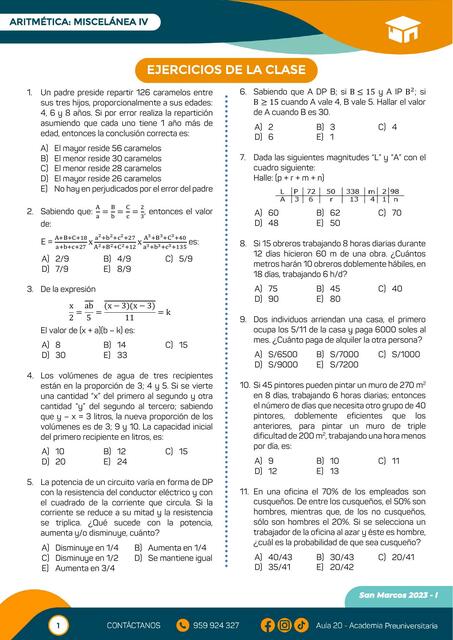 Aritmética: Miscelánea IV | lady ccasa mamani | uDocz