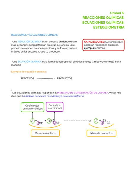 Reacciones Química- Ecuaciones Químicas- Estequiometría | Sofia | uDocz