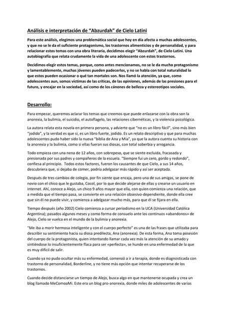 Análisis e Interpretación de "Abzurdah" de Cielo Latini | Nahir Seib ...