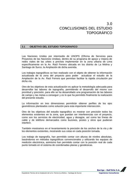 Conclusiones del Estudio Topográfico | Sergio Paredes | uDocz