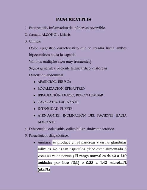 Pancreatitis | Escuela medica | uDocz