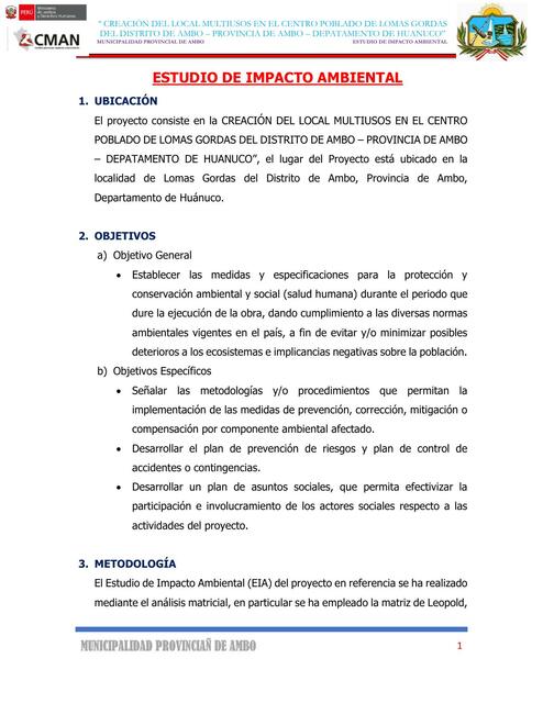 Estudio de Impacto Ambiental | Cristian Ponce | uDocz