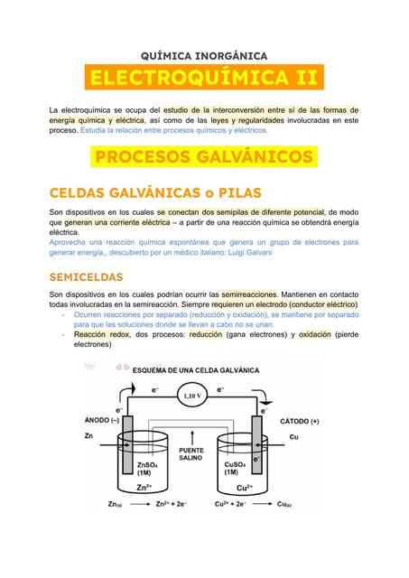 Electroquímica II | APUNTES PRE UNMSM | uDocz