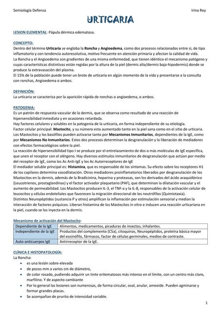 Urticaria | irina rey | uDocz