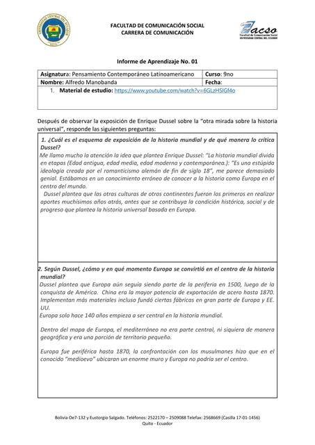 Informe de Aprendizaje | alfredo manobanda | uDocz