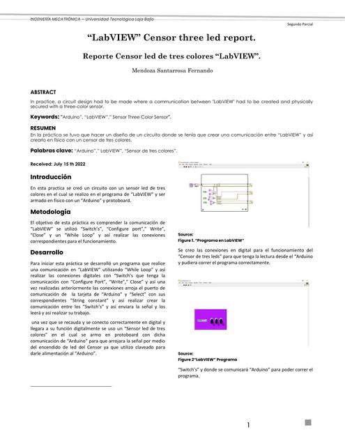 Reporte Censor Led de Tres Colores “LabVIEW” | David Antonio Gomez Torres | uDocz