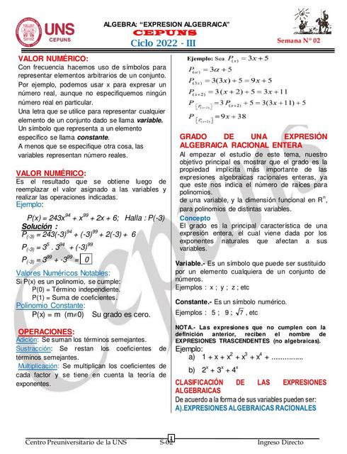 Algebra SEM 02 - UNS | Jeancarlo M. | uDocz