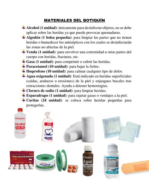 Materiales del Botiquín | EDA MANAYAY MENDO | uDocz