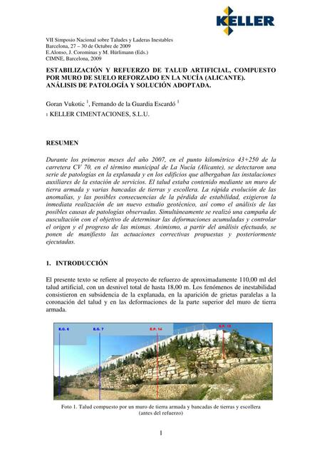 Estabilización Y Refuerzo De Talud Artificial Compuesto Por Muro De Suelo Reforzado En La Nucía ...
