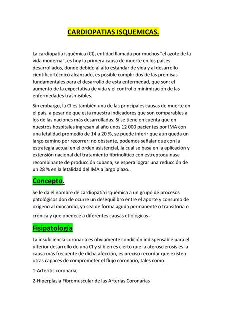 Cardiopatía Isquémica | RoseMedScience ( Rose Mary Favier ) | uDocz