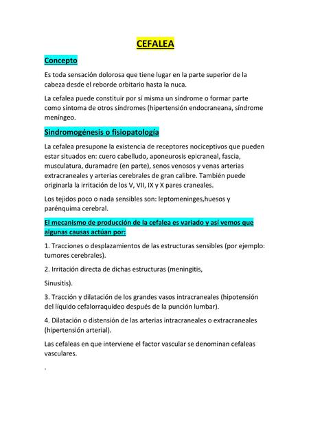 Cefaleas | RoseMedScience ( Rose Mary Favier ) | uDocz