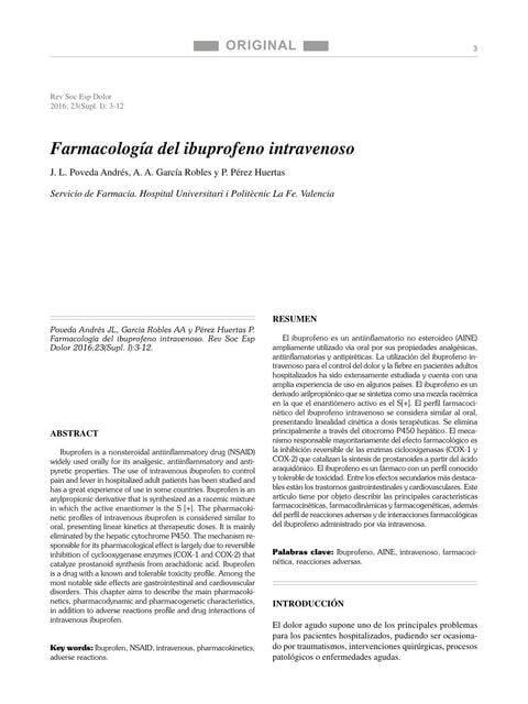 Farmacología del ibuprofeno intravenoso | DocsFarmacologia | uDocz