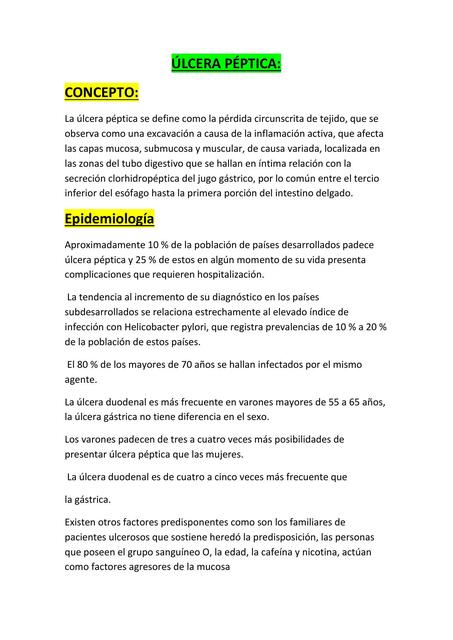 Ulcera Péptica | RoseMedScience ( Rose Mary Favier ) | uDocz