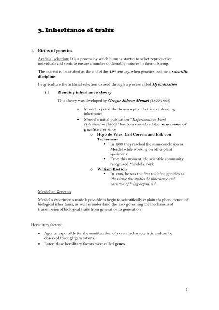 Inheritance of Traits | Lucía | uDocz