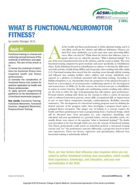 WHAT IS FUNCTIONAL NEUROMOTOR FITNESS | jhudy vanessa roa amado | uDocz