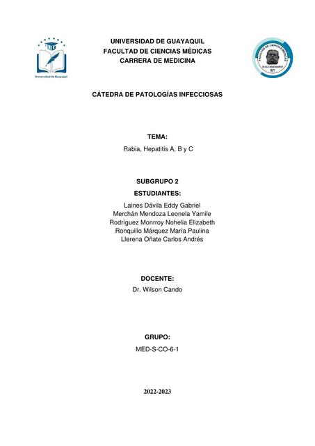 Rabia, Hepatitis A, B, y C | maria ronquillo | uDocz