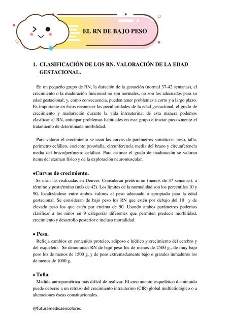 RN Bajo Peso al Nacer | futuramedica encolores | uDocz