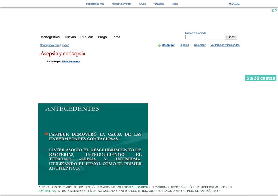 Asepsia y antisepsia | Elizabeth Chiazzaro | uDocz