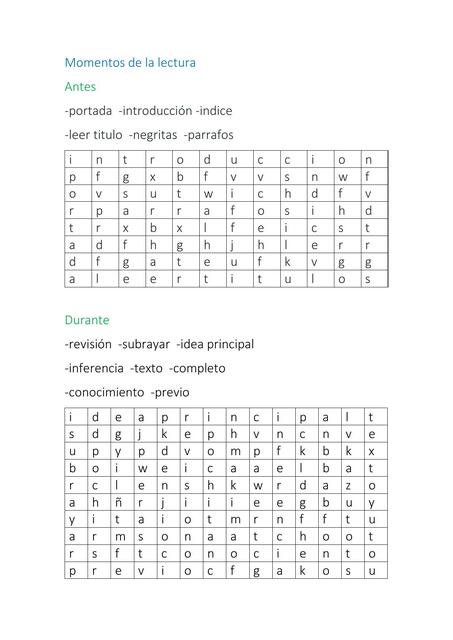 Sopa de Letras Momentos de la Lectura | Amellye Rimejia | uDocz