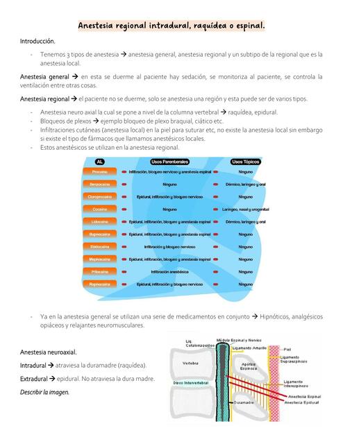 Anestesia Regional (raquídea). | Ritmo medico | uDocz