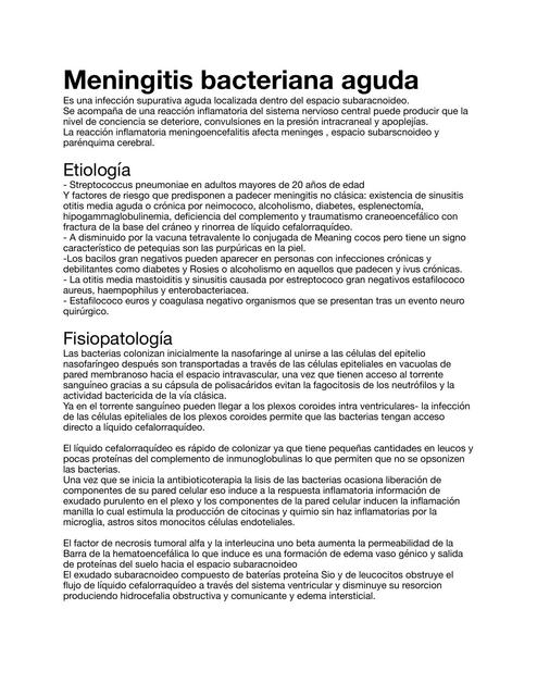 Meningitis Bacteriana Aguda | Ávila Hernández Fatima Paola 8voA | uDocz