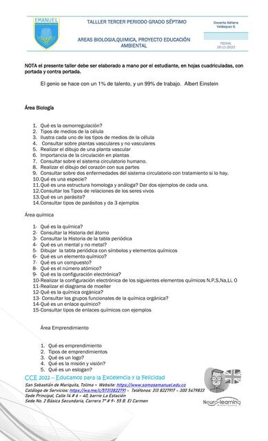 Taller Parcial 3 Periodo Grado Séptimo Biología | kevin stiven patiño ...