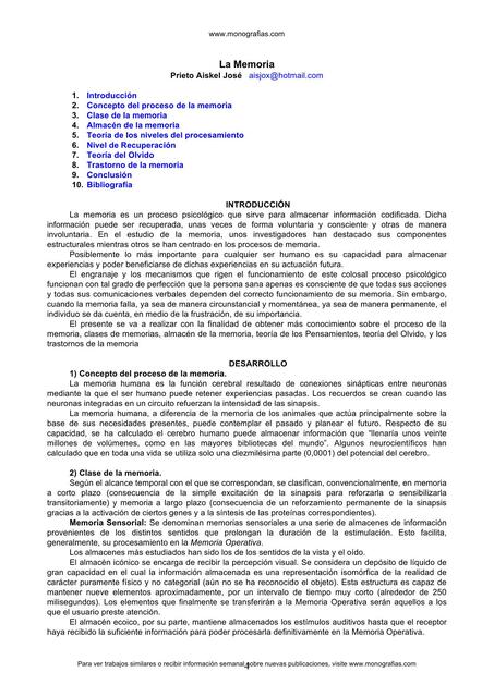La Memoria Y Sus Procesos Psicosymente Udocz