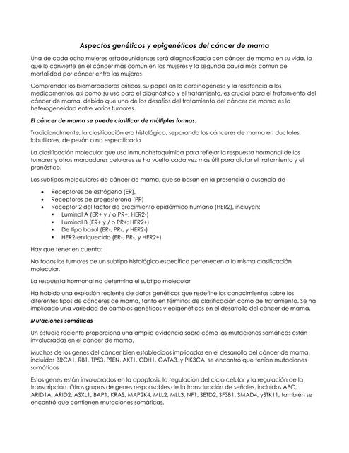 Aspectos genéticos y epigenéticos del cáncer de mama | Yirhe Martín | uDocz