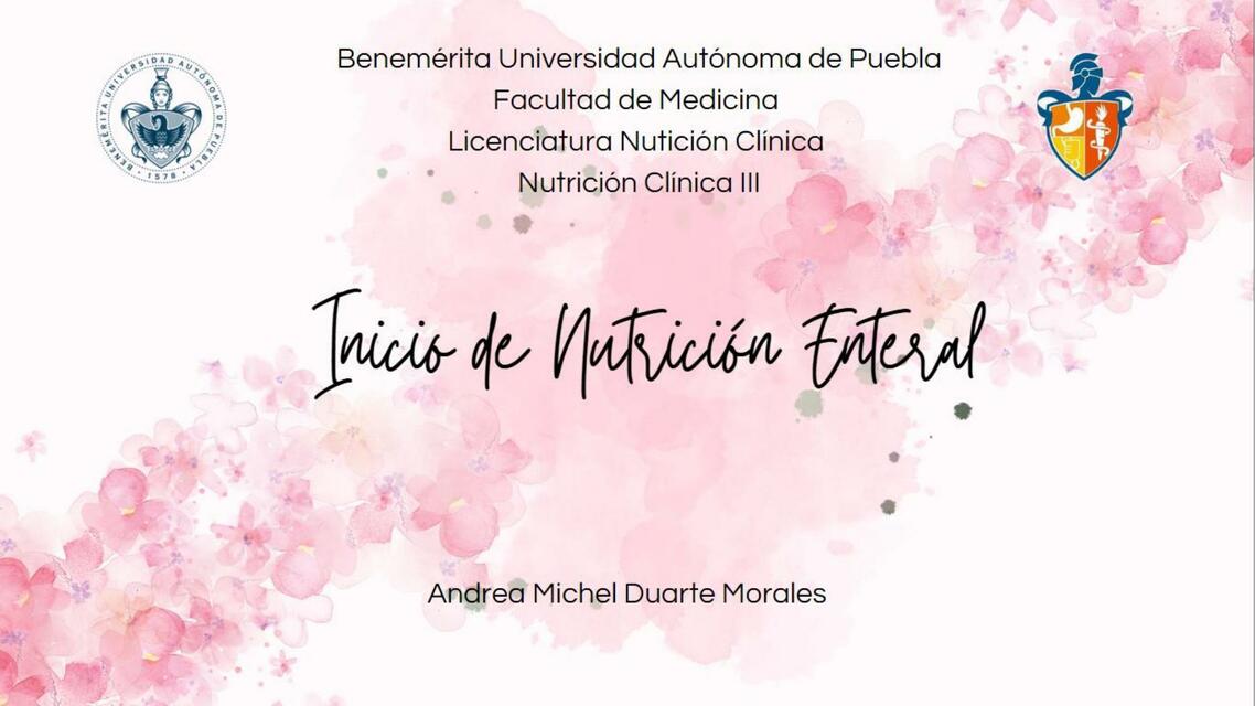 Inicio de nutrición enteral | Andrea Michel Duarte Morales | uDocz