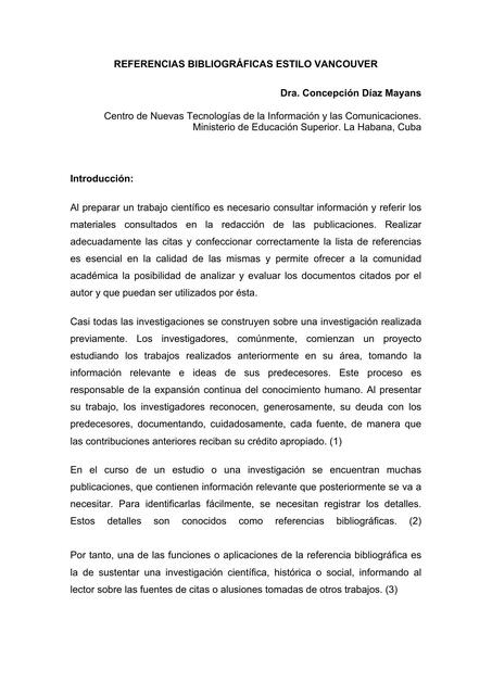 Referencias Bibliográficas Estilo Vancouver | elestudiante20 | uDocz