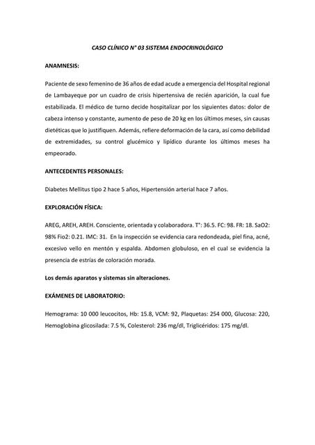 Caso Clínico Sistema Endocrinológico | Marjorie Calderon Diaz | uDocz