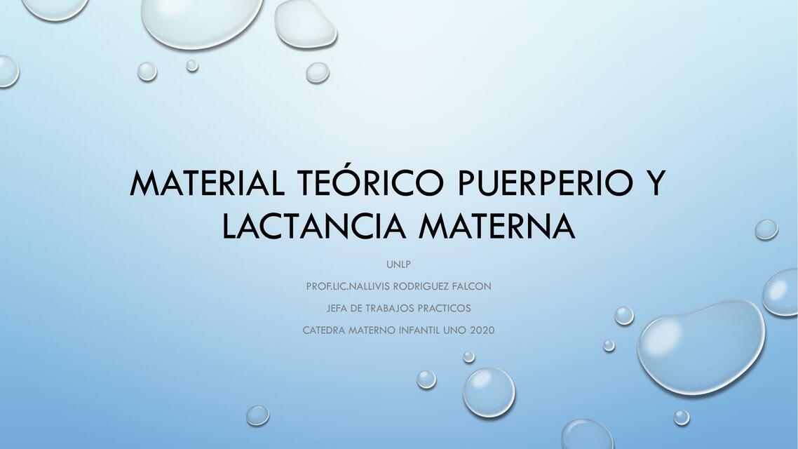 Material teórico puerperio y lactancia materna | Enfermería | uDocz